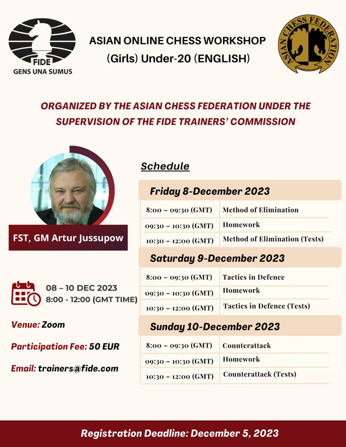 ASIAN ONLINE CHESS WORKSHOP (Girls) Under-20 (ENGLISH) – FIDE Trainers ...
